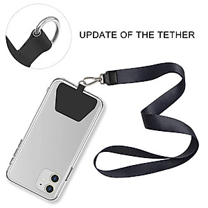 COCASES 2 Pack Phone Tether Tab, Phone Strap Replacement Part for Smartphone Safety, Phone Lanyard Connector (Black)