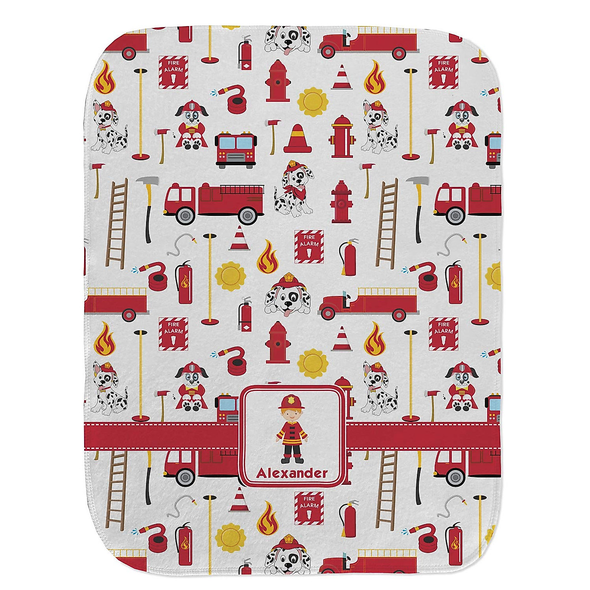 Baby Milano Personalized Firefighter Character Burp Cloth - Fleece w/Name or Text