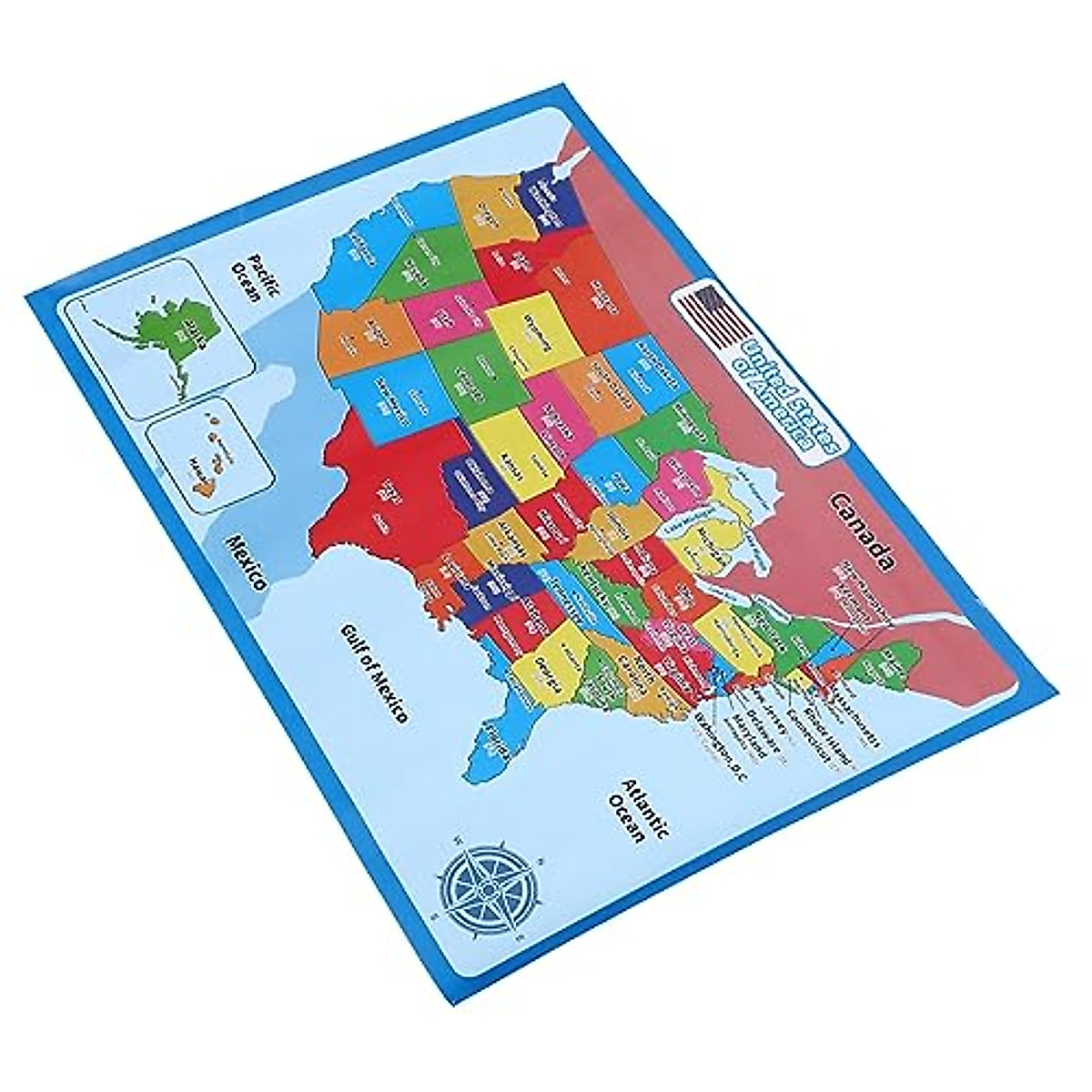 Ciieeo 1 Sheet United States map US map poster school accessory kids supplies playroom decor usa map for kids school supply portable synthetic paper hanging pictures child