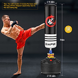 GIKPAL Freestanding Punching Bag, Heavy Boxing Bag with Stand for Adult Teens Kids, Kickboxing Bag with Suction Cup Base for MMA Muay Thai Fitness
