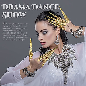 Leelosp 20 Packs halloween Finger Nail Claw Rings Ancient Queen Fingernail Claw Metal Finger Knuckle Claw for Halloween Women Cosplay Costume Drama Dance Show (Gold)