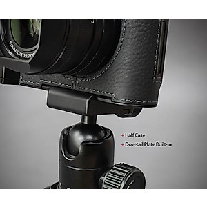 LIM'S Genuine Italy Leather Camera Half Case Metal Grip Dovetail Plate for Leica Q3 [Black]