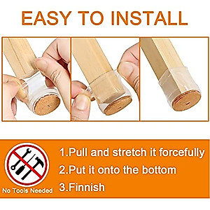 24 Pcs Chair Leg Floor Protectors for Hardwood Floors Silicone Covers to Protect Wood Tile Floors Scratches Felt Pads Furniture Leg Caps No Noise (Small-Clear)
