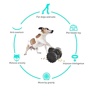for Small Dry Treat Dog Food Toy Interactive, Robot Food Dispensor Treat Toy, Interactive Cat Treat Toy, Dog Food Puzzle Feeder, Slow Feeder Cat Treat Puzzle Toys for Small Medium Dogs/Cats (Black)
