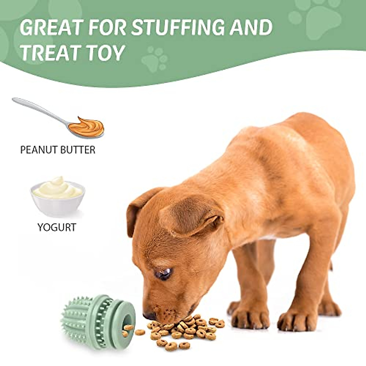 COMFPET Dog Chew Toys for Teething and Cleaning, Rubber Puppy Toys, Dog Dental Chews Toy, Interactive Dog Toys for Small/Medium Dog, Cactus Shape(Green)