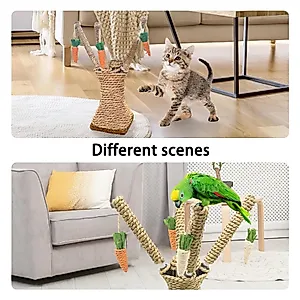 Hamiledyi Bunny Chew Toys Rabbit Rattan Grass Scratcher Climbing Tree Fun Tree Carrot Play Toys for Small Animal Guinea Pig Tooth Cleaning