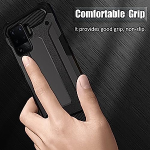 DFTCVBN Case for Oppo A94 4G / Reno 5 Lite / F19 Pro/Reno 5F CPH2203 Case with HD Screen Protector, Dual Layer Protective Slim Hybrid Cell Phone Cover Shockproof Case for Oppo a94 4G Black