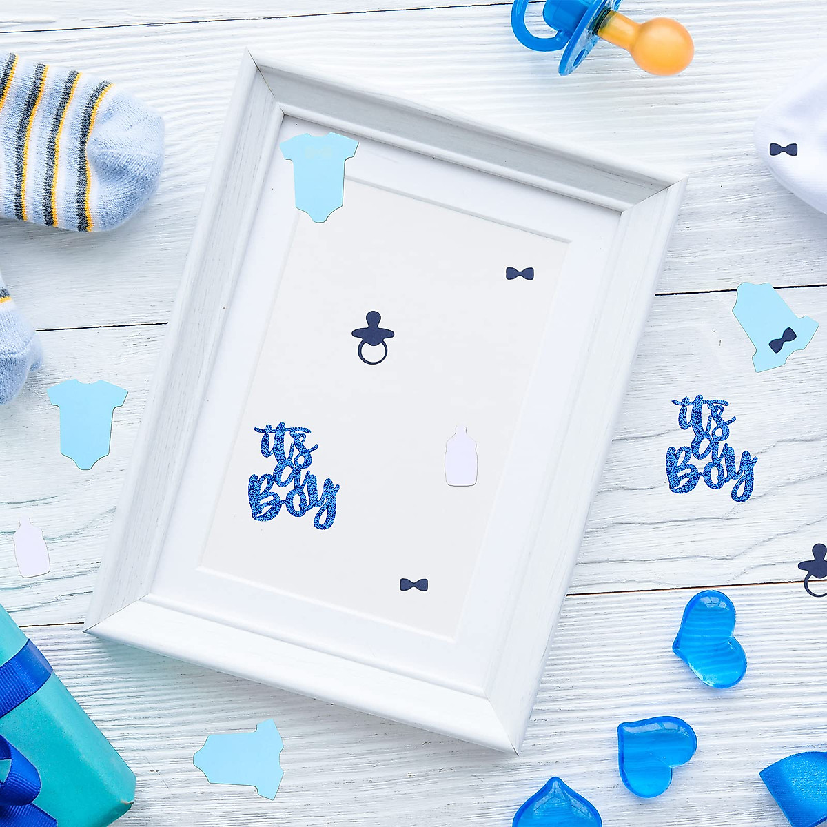 200 Pack Gender Reveal Party Supplies Blue Confetti It's a Boy Table Sequins Baby Shower Confetti It's a Boy Confetti Table Confetti for Baby Shower Party Decorations Supplies