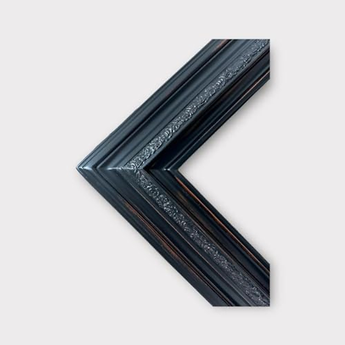 8 x 10 Traditional wood picture frame, handmade, custom made, handpainted, Distressed Black (8 X 10 W/PLEXIGLASS AND BACKING)