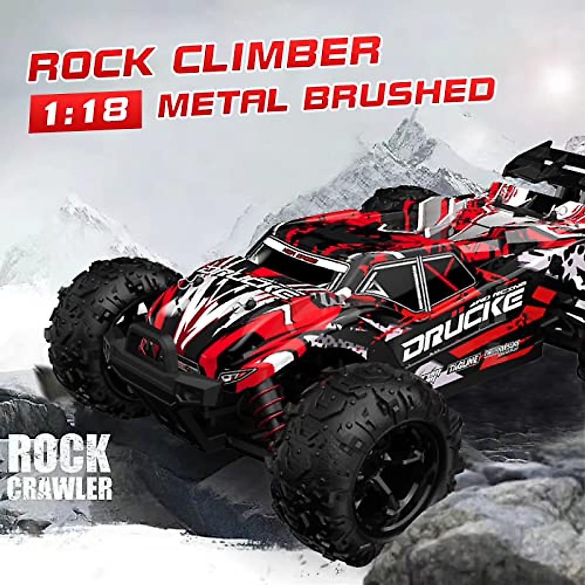 RÄDER DRÜCKE RC Cars-1:18 Scale 45+KM/H High Speed RC Car Hobby Grade Remote Control Car 4x4 Off Road Monster Car, All Terrain Waterproof Toys for Kids Adults with 2 Rechargeable Batteries