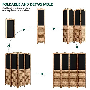 YITAHOME Wood Room Divider 4 Panel Folding Privacy Screens with Chalkboard, Freestanding Portable Privacy Screen Room Partition for Bedroom, Living Room, Study, Hotel, Office