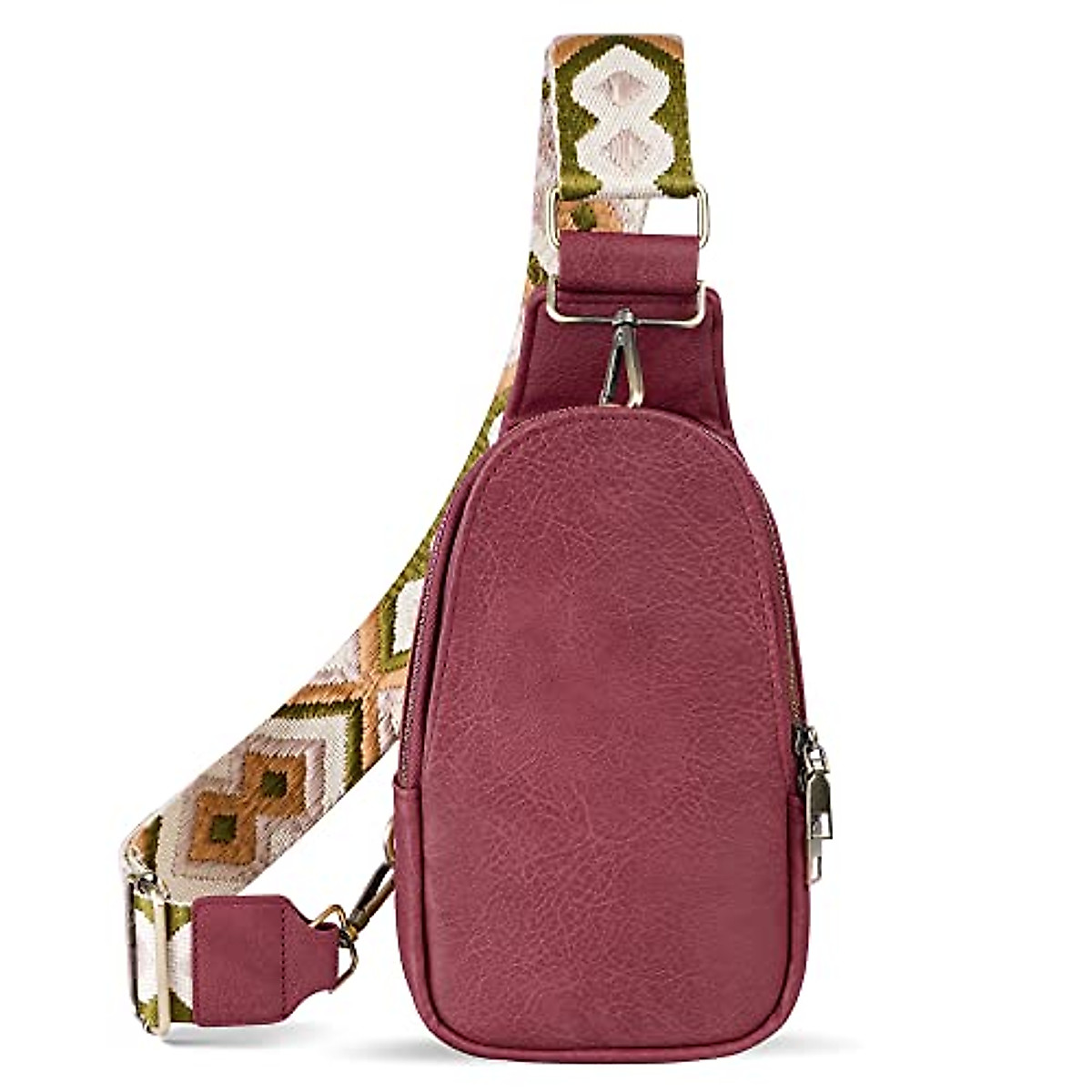 KFXFENQ Sling Bag for Women PU Leather Sling Bag Small Crossbody Sling Backpack Multipurpose Chest Bag for Women Cycling (Cameo Brown)