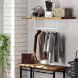 HOEMLIM Industrial Pipe Clothing Rack Wall Mounted Clothes Rack Heavy Duty Space-Saving Garment Bar Rack Detachable Multi-Purpose Hanging Rod,36 inch(White)