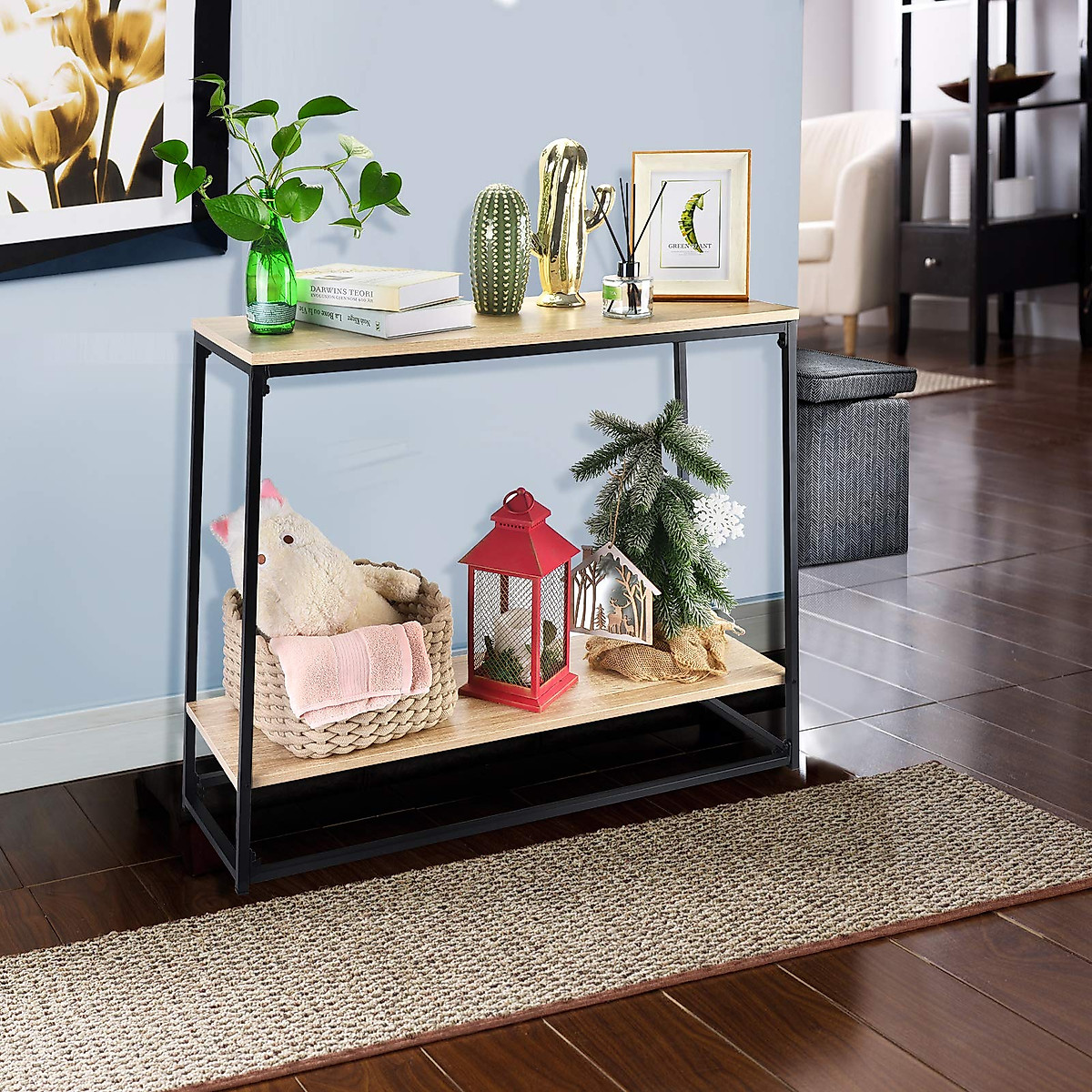 SpringSun Console Sofa Table, Entryway Table with 2-Tier Storage Shelves for Living Room, Bedroom, Balcony and Hallway