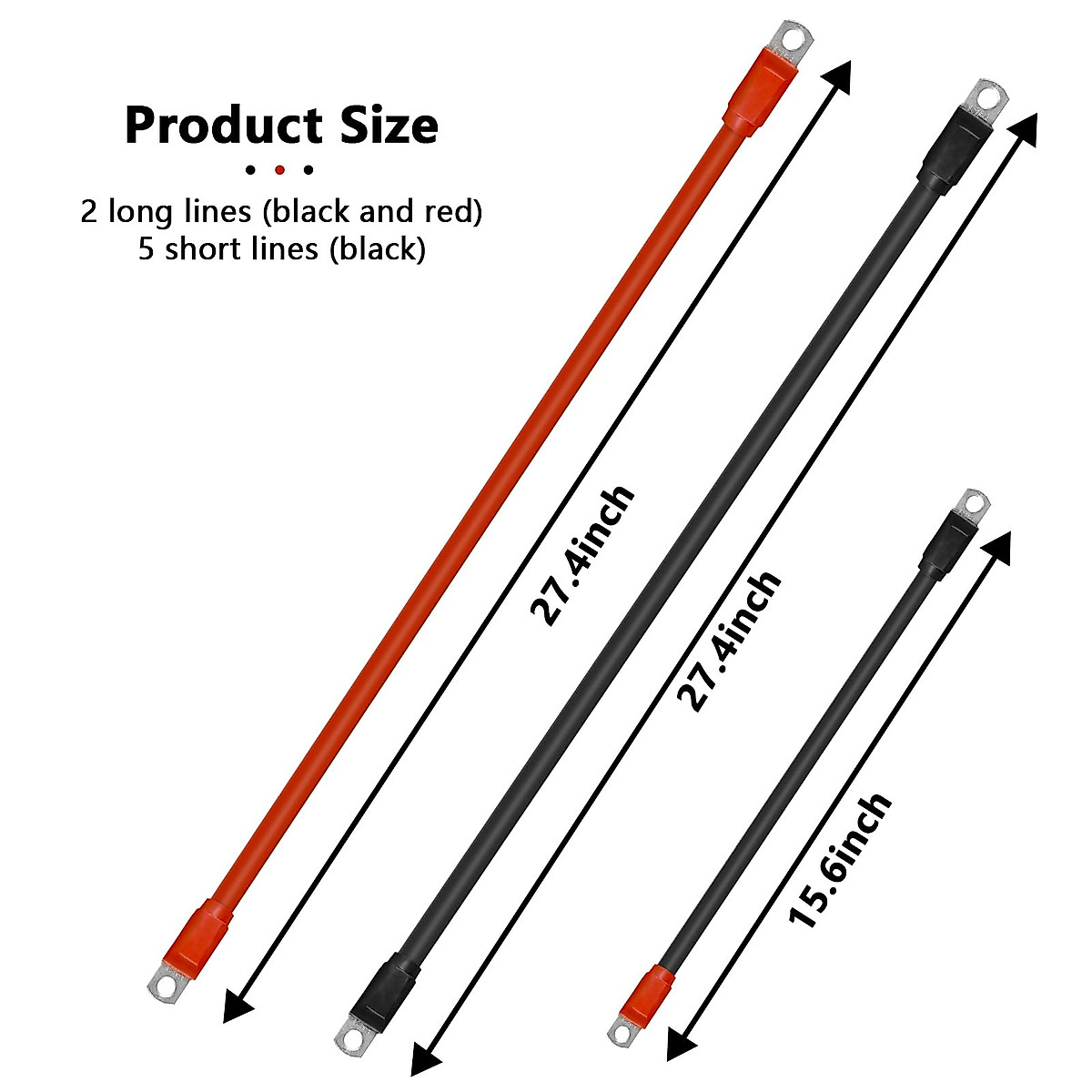 superbobi Cable 7 pc Set # 2 Awg HD Golf Cart Battery Club Car 48 Volt Wire Kit, Golf Cart Battery Cables Wiring Kit