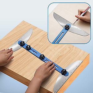 Wondgo Stair Tread Gauge Template Tool - Solid Metal Stair Fixture for Precise Angle and Length Measurement, Suitable for Stairs, Risers, Shelves, and Shelf Marking Tools for Cutting Dry Walls (Blue).
