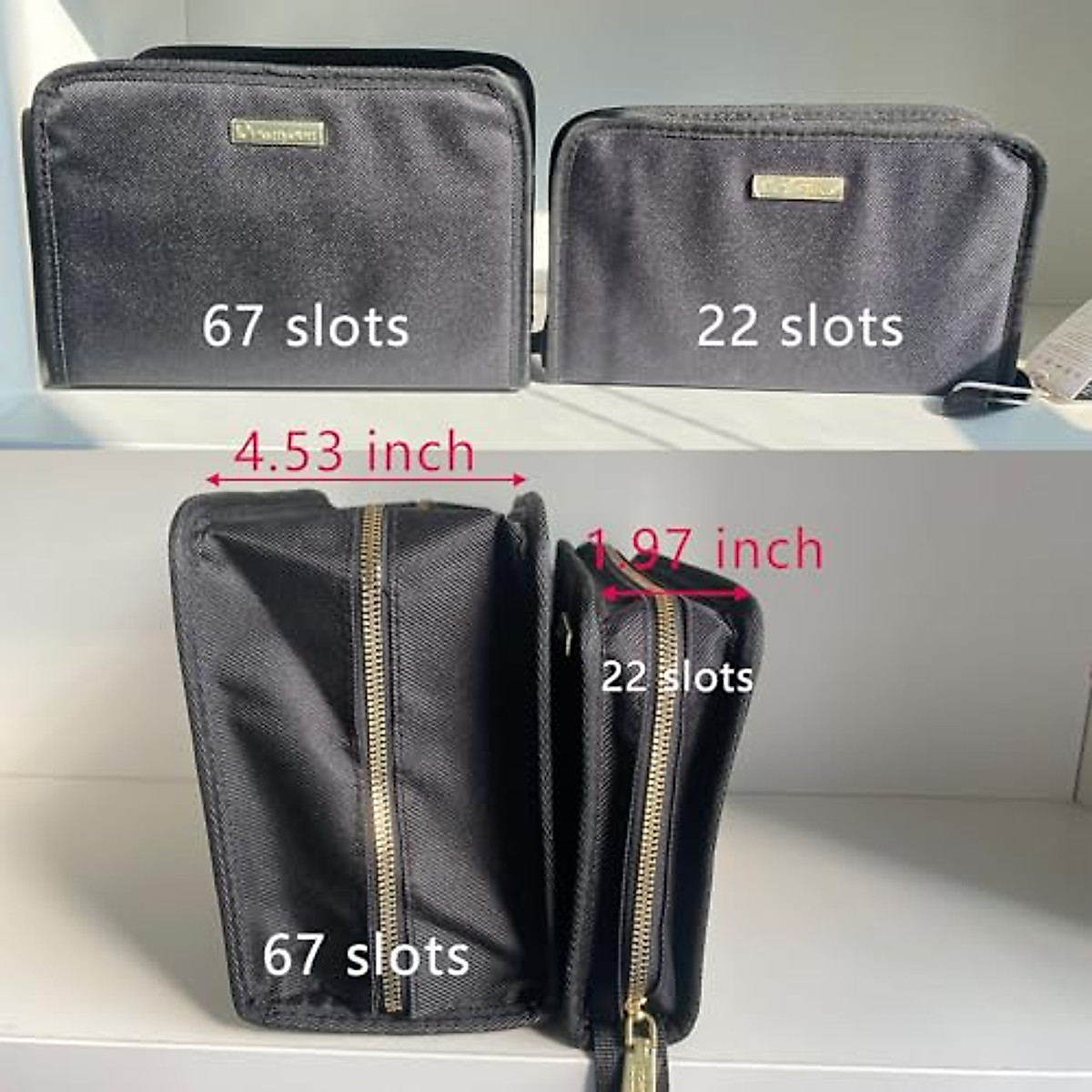 ROWNYEON Lipstick Organizer Case Lipstick Holder 67 Slots Portable Lipstick Bag Travel Makeup Bag Cosmetic Case Large Capacity Lipstick Carrying Case Makeup Artist Lip Gloss Storage Bag -Black