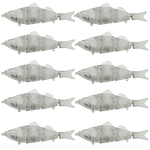 3pcs Free 5mm Eye Unpainted 4sections Swim Bait Fishing ABS Lure Body 130mm 24.2g Blank Lures White 8095#