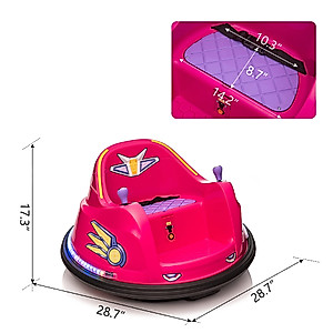 TOBBI DIY Sticker Race Bumper Car for Kids Ages 3-8 Year Old, 6v Ride on Electric Bumper Car Toys w/ 360 Spin, LED Lights, ASTM-Certified, Rosy+Purple