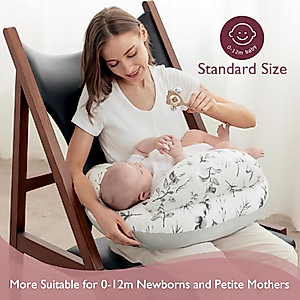 Momcozy Original Standard Size Nursing Pillow, Ergonomic Breastfeeding Pillows with Security Fence for Baby, Adjustable Waist Strap and Removable Cotton Cover, Ink Painting