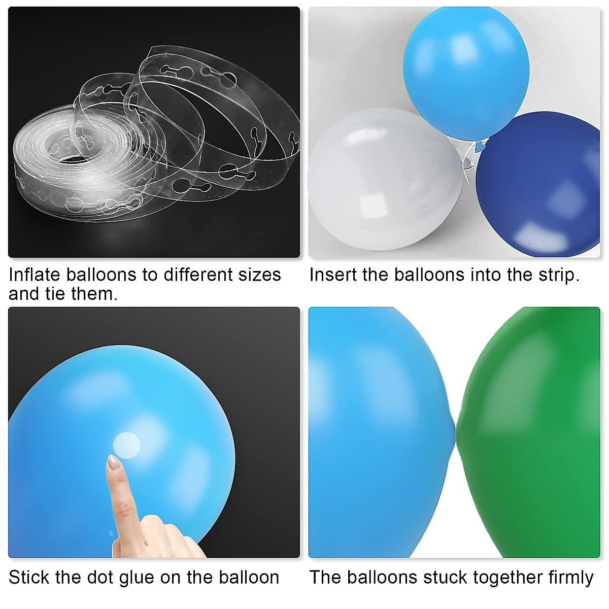 Blue and Green Balloon Garland Kit Dark Green Navy Blue Dark Blue Balloons Arch with Ribbon for Boy Girl Jungle Theme Party Birthday Baby Shower Wedding Graduation Anniversary Background Decorations