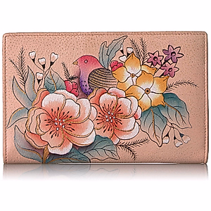 Anna by Anuschka Women's Hand-Painted Genuine Leather Two Fold Wallet - Vintage Garden