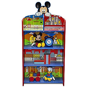 Delta Children Wooden Playhouse 4-Shelf Bookcase for Kids, Mickey Mouse