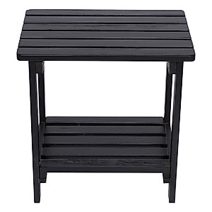 Shine Company 4114BK Providence Rectangular Adirondack Outdoor Side Table | Wood Accent Table for Indoor/Outdoor – Black