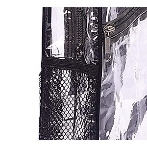 Vinyl Security Clear Bag Stadium Approved Backpack Bookbag with Black Trim Adjustable Straps & Mesh Side