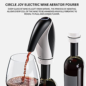 CIRCLE JOY Electric Wine Aerator Pourer Rechargeable 3-in-1 Automatic Wine Decanter Dispenser Preserver Penguin Shape Gifts for Wine Lovers, Black