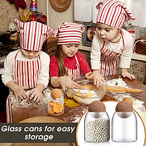 Suclain Glass Storage Containers Ball Cork Jar Glass Candy Jar 17 Oz/500ML Wood Cork Lid Small Glass Bottle Jars for Food Coffee Beans Tea Spice Salt Sugar Nut Kitchen Storage(6 Pcs)