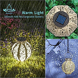 Generep Solar Lanterns, Retro Metal Solar Lights with Handle, 4 Lumen Sun Powered Garden LED Decorative Lighting for Yard, Tree Fence, Patio, Lawn, Balcony and Terrace(2 Pack)