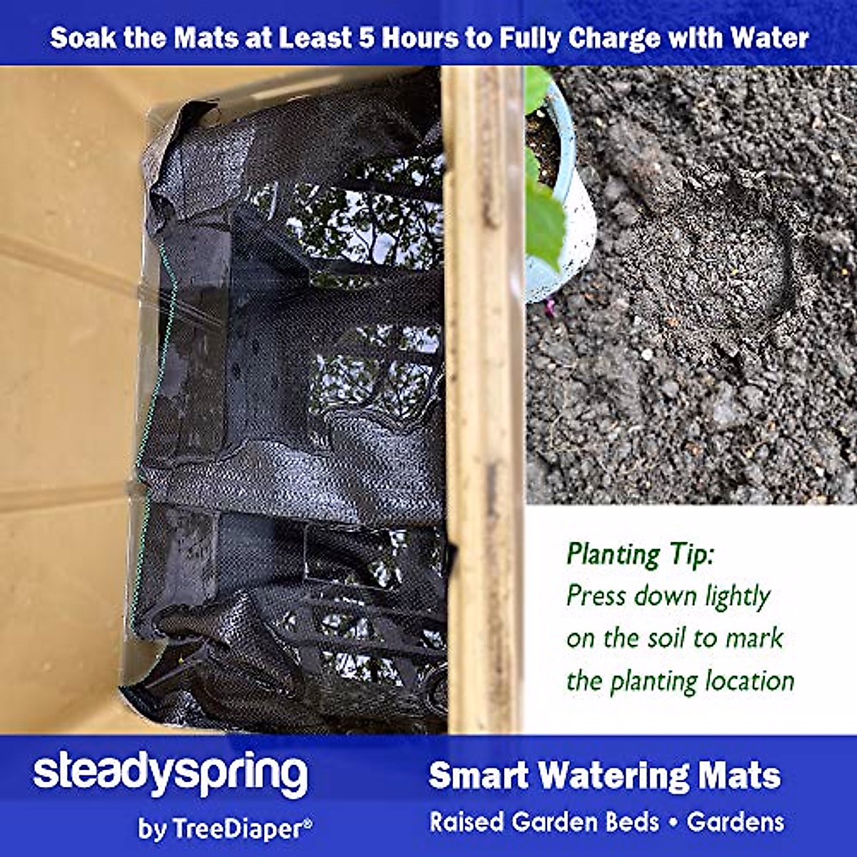 Smart Watering Mat for Raised Garden Beds 30-Day Irrigation Refills with Rain for Gardens, Tomato Plants, Flowers (2-Pack)