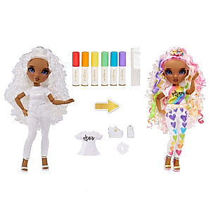 Rainbow High Color & Create Fashion DIY Doll with Washable Rainbow Markers, Purple Eyes, Curly Hair, Bonus Top & Shoes. Color, Create, Play, Rinse and Repeat. Creative 4-12+