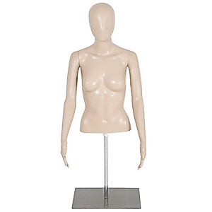 Female Mannequin Torso Dress Form Sewing Manikin 39-56 Inch Height Adjustable Dress Model Mannequin Display Head Dress Mannequin Clothing Form Metal Base Stand