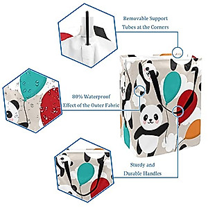 Panda Holds Balloon Flying in Sky Print Collapsible Laundry Hamper, 60L Waterproof Laundry Baskets Washing Bin Clothes Toys Storage for Dorm Bathroom Bedroom