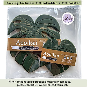 4 Pack Silicone Trivet Mat, Multi-Purpose Kitchen Hot Pot Holders, Heat Resistant Pot Mat for Countertop, Non-Slip Trivet Mats, Leaf Decor Table Mat