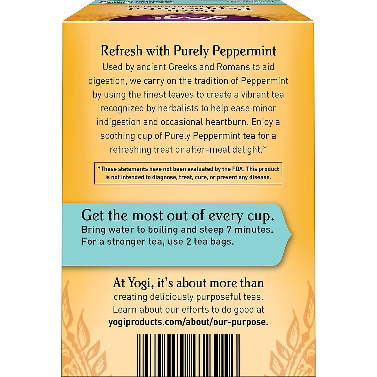 Yogi Tea - Purely Peppermint Tea (6 Pack) - Supports Healthy Digestion - Caffeine Free - 96 Organic Herbal Tea Bags