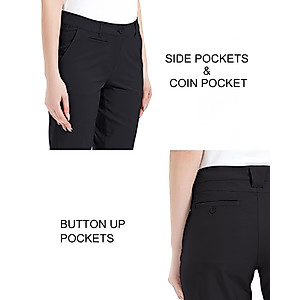 Lesmart Womens Pants Golf Stretch Lightweight Breathable Quick Dry Work Ladies Golf Pants with Pockets 4 Black