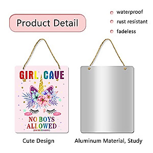 Uflashmi Girl Cave Sign, Little Baby Girl Room Decor Bedroom Wall Decor, 8x10 inch Metal Aluminum