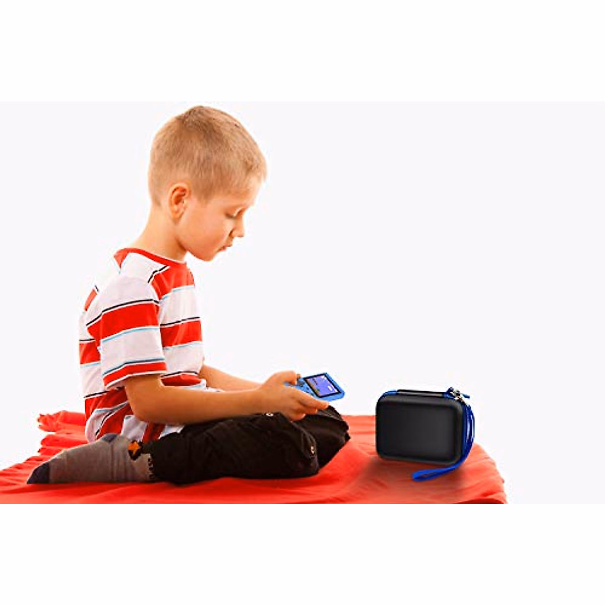 ALKOO Universal Hard Case for Handheld Game Consoles, Retro Mini Game Player Box for Charging Cable, Earpods, Batteries and Accessories (Blue)