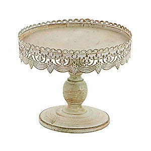Deco 79 Metal Cake Stand with Lace Inspired Edge, 10" x 10" x 9", White