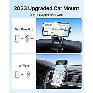 andobil Universal Car Phone Clip Holder [Military Sturdy, Firmly Grip & Never Slip] Ultra Stable Dashboard Cell Phone Mount for Car Dash Fit for All iPhone 14 13 12 Pro Max Android Samsung GPS Devices