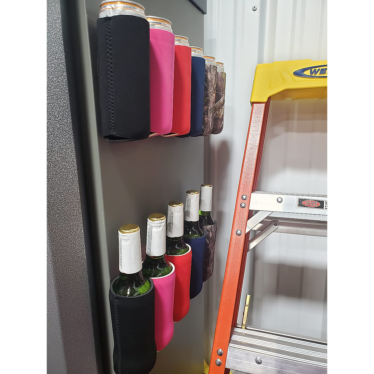 QualityPerfection Magnetic Slim Can Cooler Sleeve, Beer/Energy Magnet Tall 12 oz Skinny size Neoprene 4mm Thickness (2, Hot Pink)