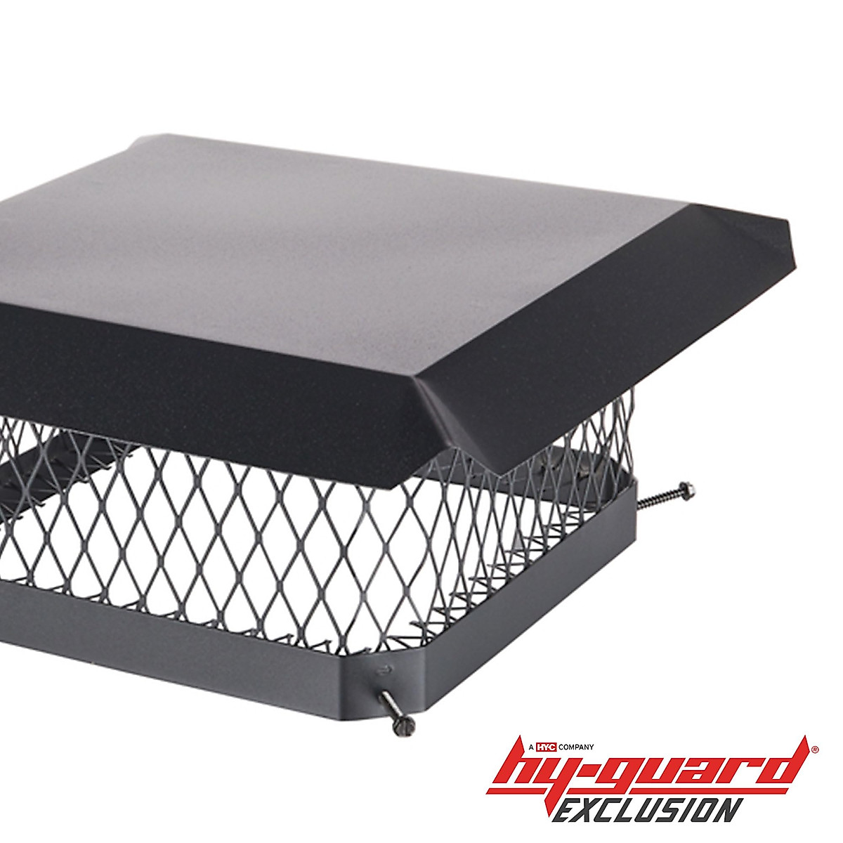 HY-GUARD Galvanized Steel Chimney Cover - HY-C Black Chimney Cap, Single Bolt-On Chimney Fireplace Cover, Chimney Flue Cover To Fit On Existing Flue Tiles, Chimney Vent Cap With Hood Plate (13" x 13")