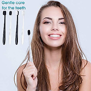 Patelai 20 Pieces Extra Soft Toothbrush Micro Nano Toothbrushes 20,000 Soft Bamboo Charcoal Bristles Toothbrush Soft Bristle for Fragile Teeth Oral Gum Recession, Black and White