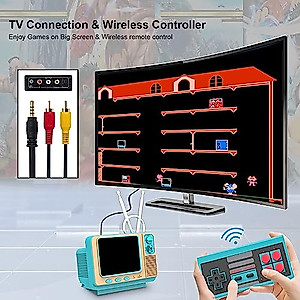 E-MODS GAMING Retro Games Console GV300S Mini TV Style 308 Video Games Player with Handheld Gamepad & AV Output - 3.0 Inch Screen Electronic Games Machine Xmas Gift for Kids Adults (Turquoise)