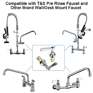 Handle Stem Assembly Replacement Valve Hot & Cold, Brass Spindle Assembly Cartridge Faucet Valve for Kitchen Wall Mount Commercial Faucet