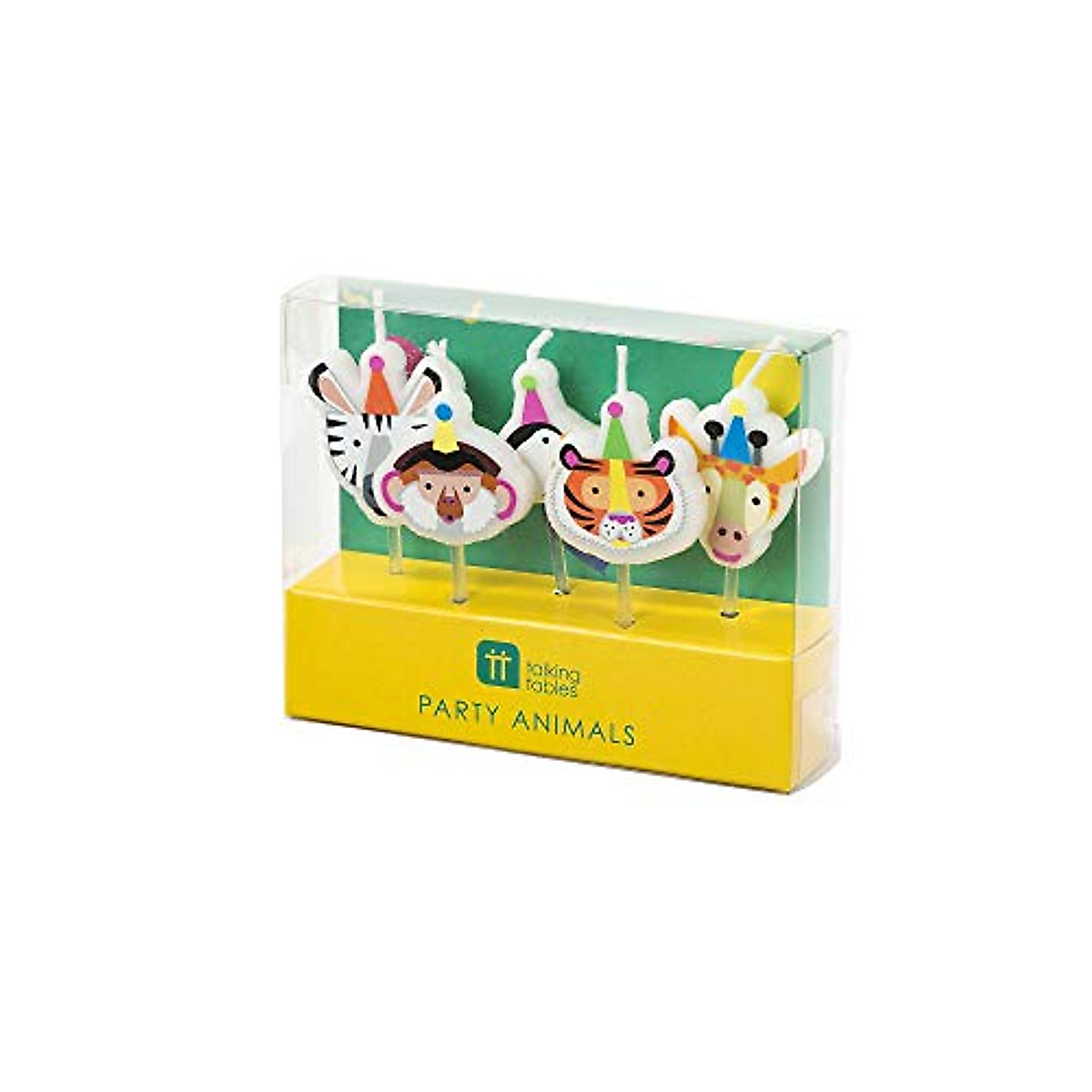 Talking Tables Party Safari Jungle Zoo Animal Birthday Cake Candles, Pack of 5, Wax Height 3cm, 1", Mixed Colors