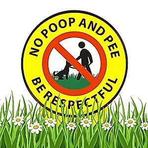 2 Pieces of No Dog Poop Signs - Respect Signs Double Sided for Gardens, Yards, Parks, Lawns, Outdoors